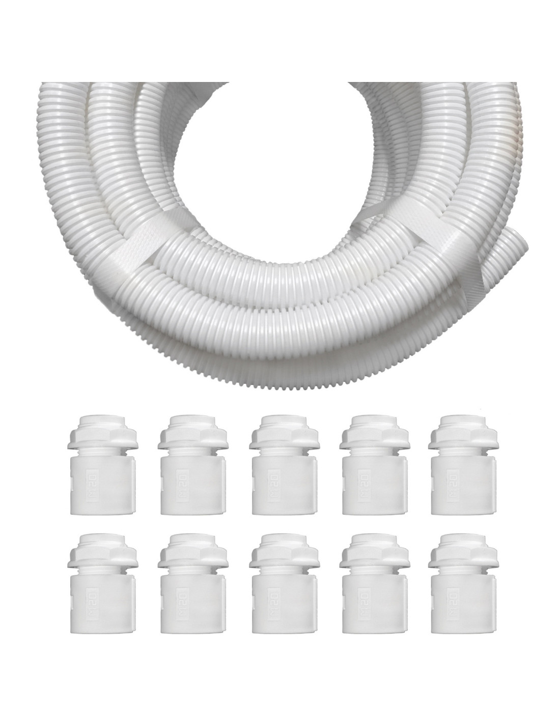 32mm WHITE POLYPROPYLENE CONTRACTOR PACK 10m WITH 10 HINGED FITTINGS